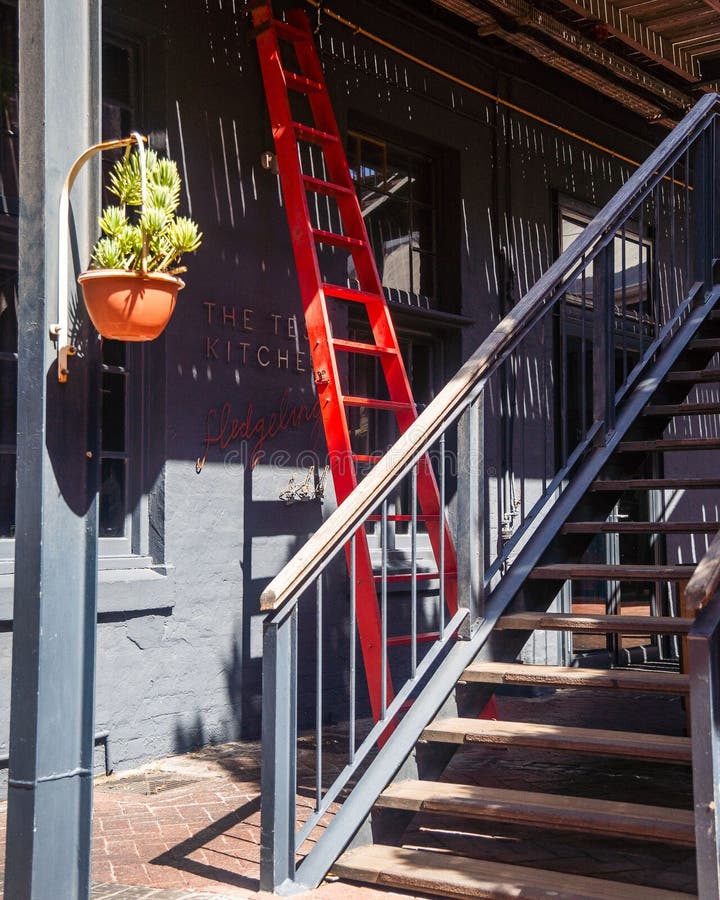 Red Ladder in Metal Architecture Editorial Photo - Image of urban ...