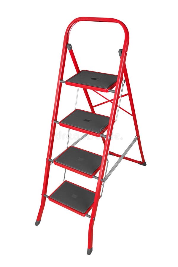 Red Ladder on White Background Stock Photo - Image of stairs, working ...