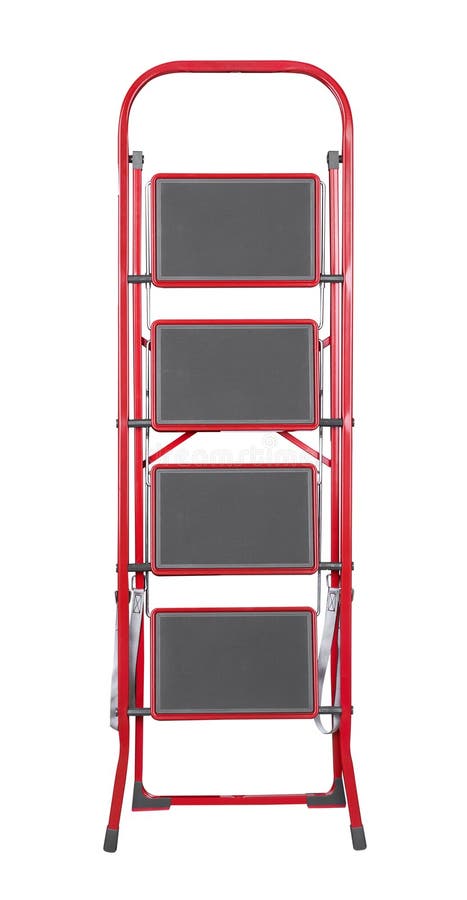 Red Ladder on White Background Stock Image - Image of background, solid ...