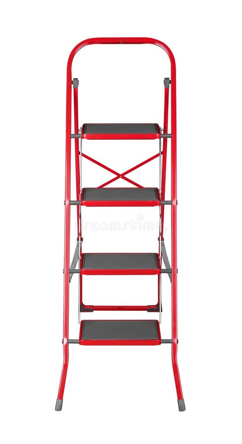 Red Ladder on White Background Stock Image - Image of background, solid ...