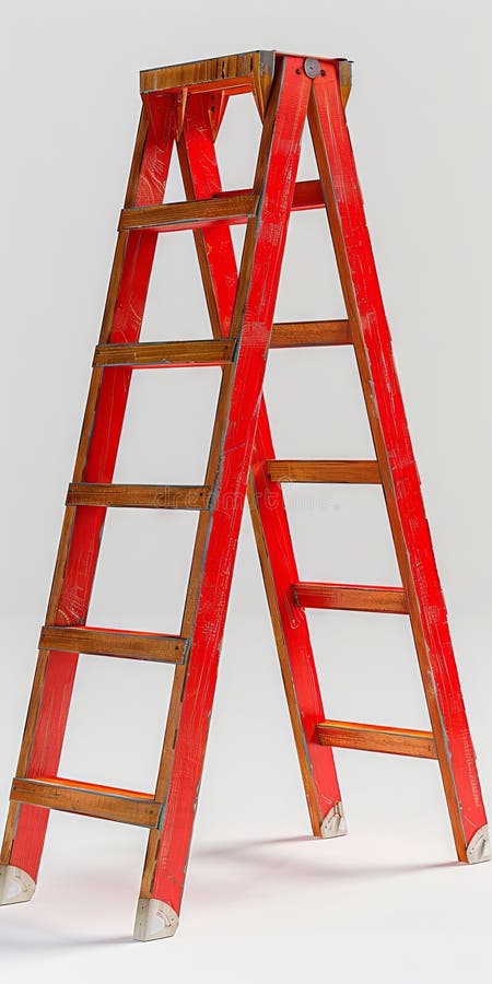A Red Ladder with White Paint Stock Photo - Image of black, ladder ...