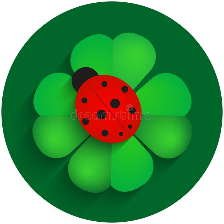 Red Ladybird on Green Clover with Shadow Stock Vector - Illustration of ...