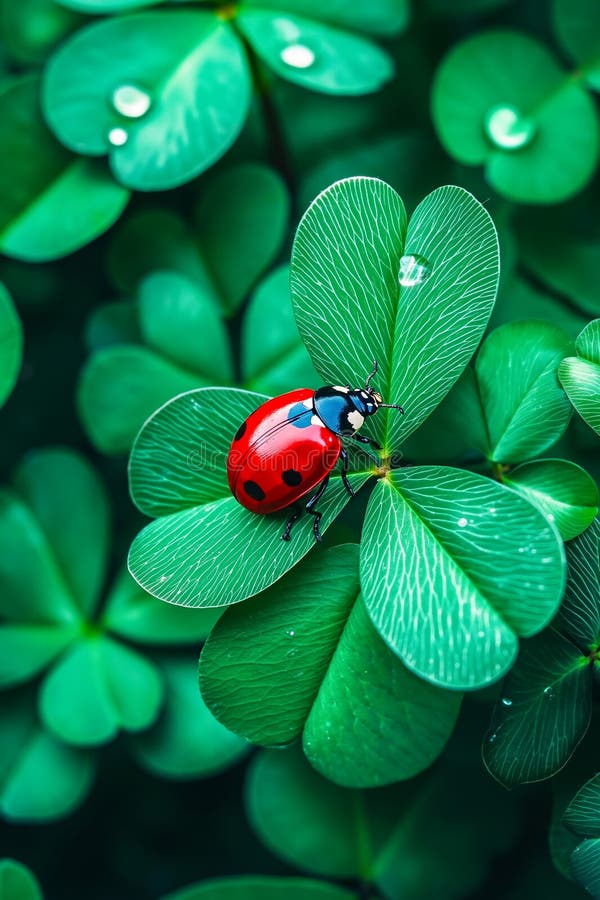A Ladybug Sitting on Top of a Green Leaf Stock Image - Image of leaf ...