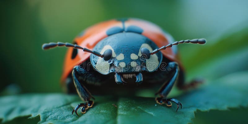Red Ladybug Insect on Green Leaf Stock Image - Image of shot, summer ...