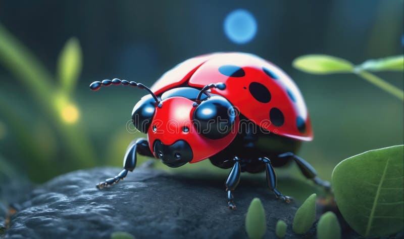 A Red Ladybug is Standing on a Rock Stock Image - Image of garden ...