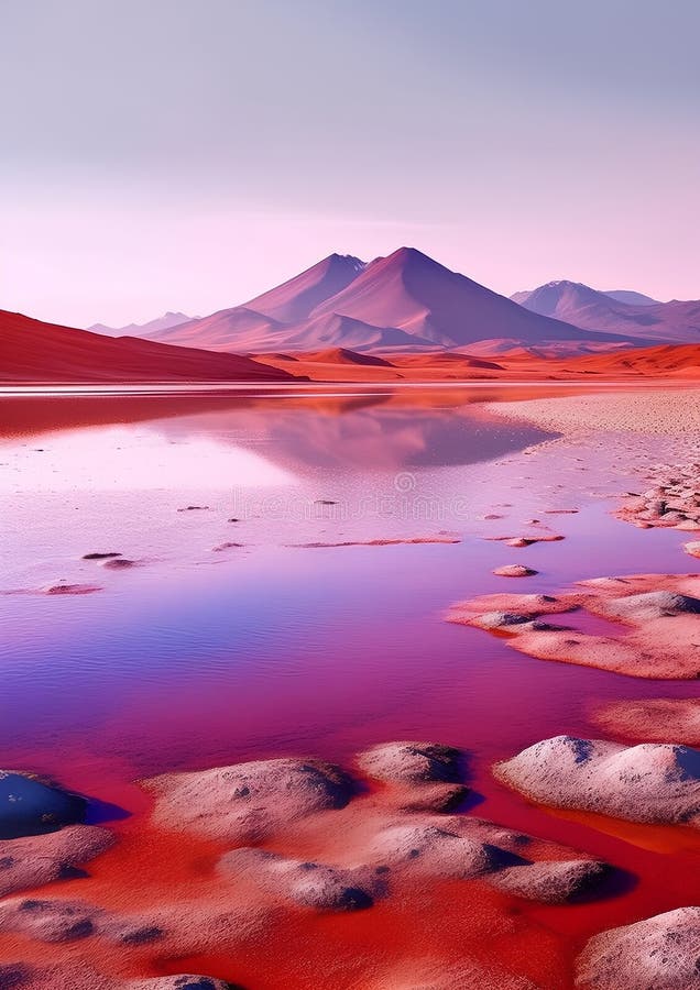 Red Lagoon in the Atacama Desert, Chile, South America Stock ...