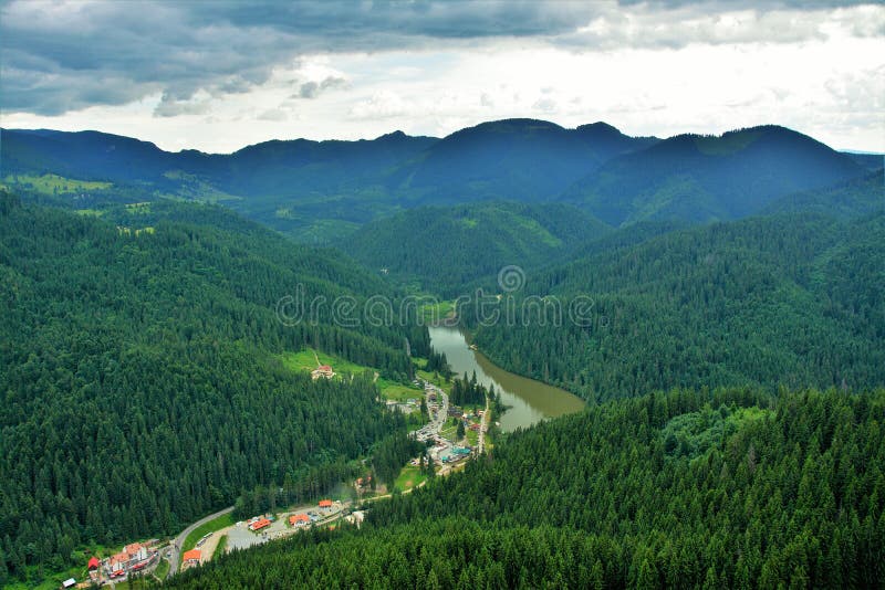 Red Lake in Romania Seen from Above Stock Photo - Image of carpathian ...