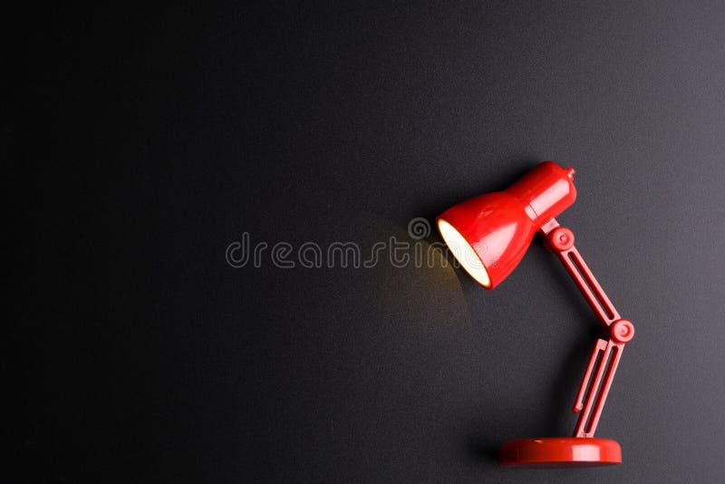 Red Lamp on Black Background with Copy Space Image for Stock Image ...