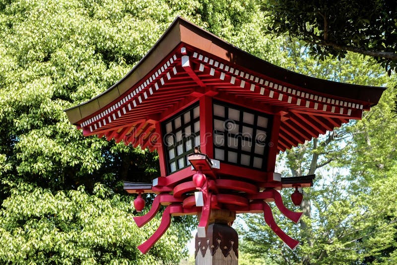 Red lamp in japan temple stock photo. Image of soul, light - 60103346