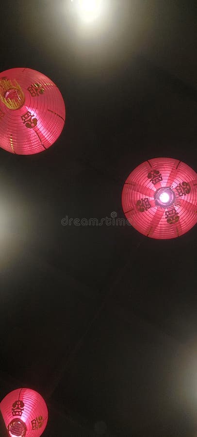 Red Lampion with Black Background Stock Image - Image of design, petal ...