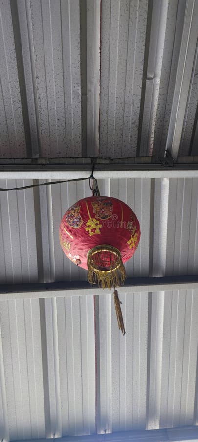 Red Lampions Hanging in Front of the House Stock Photo - Image of ...