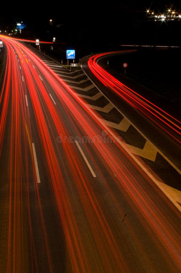 Red lane stock image. Image of illuminated, freeway, motion - 7229475