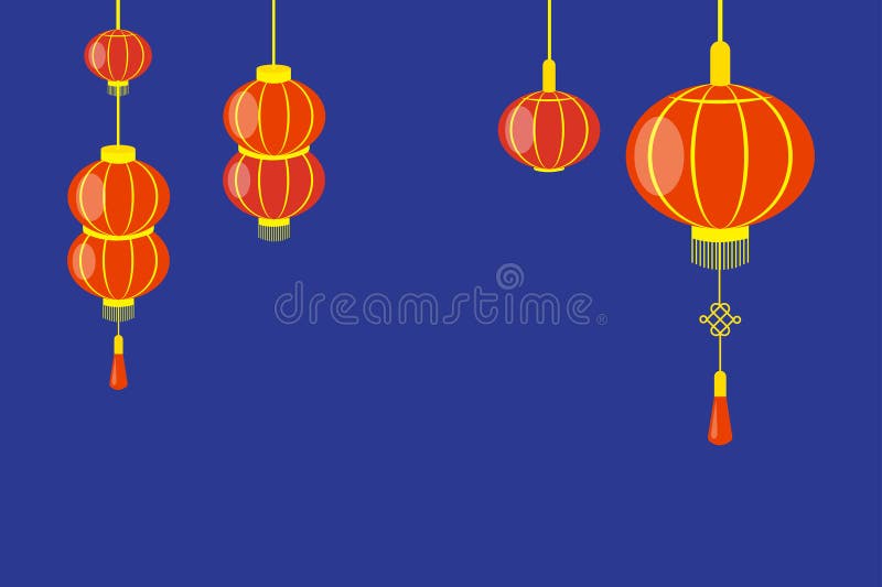 Red Lantern Mix. Various Festival Shape. Vector Chinese Decoration ...