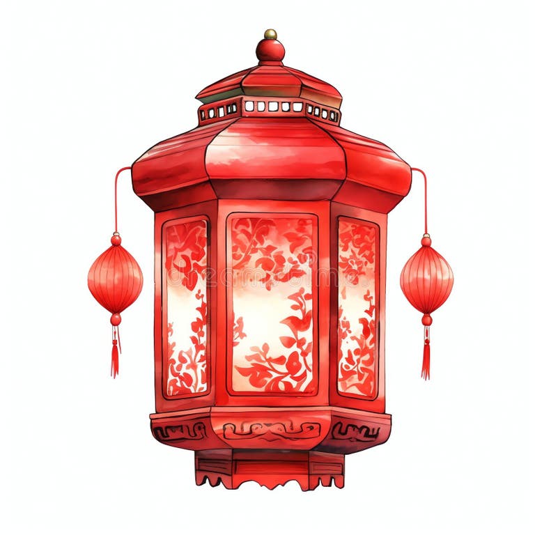 Red Lantern Riddles Chinese New Year Stock Illustration - Illustration ...