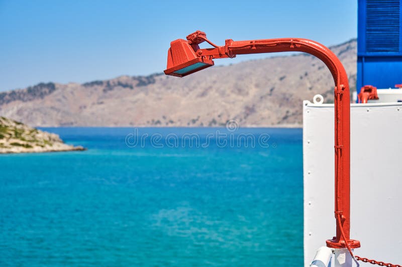 Red lantern on the ship stock image. Image of information - 100063901