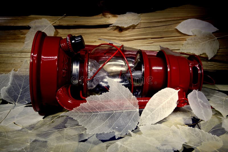 Old Extinct Lamp with White Leaves Stock Photo - Image of background ...