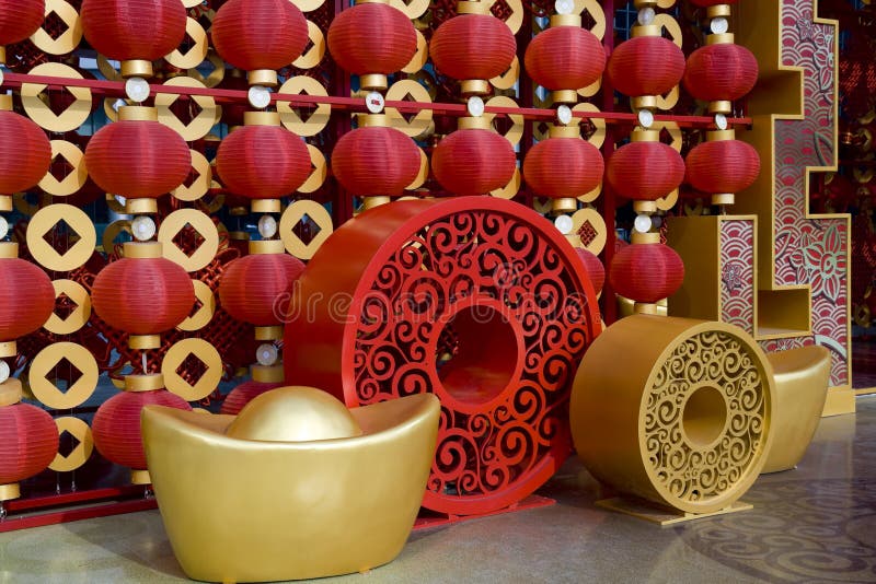 Red Lanterns Decorating the Chinese New Year Stock Photo - Image of ...