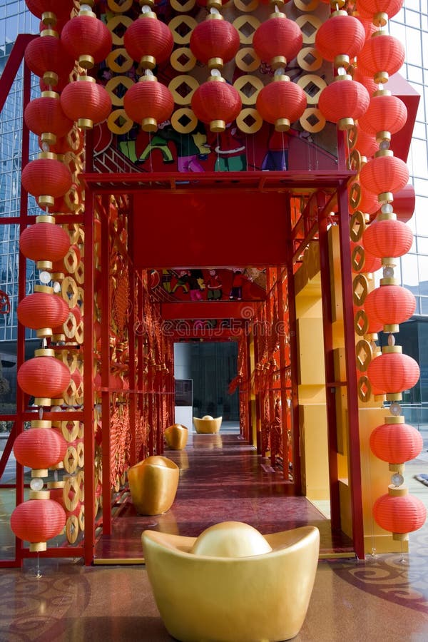 Red Lanterns Decorating the Chinese New Year Stock Image - Image of ...
