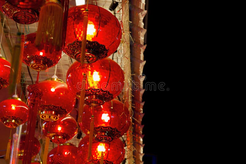 Red Lanterns Hanging on Ceiling in Chinatown Stock Photo - Image of ...