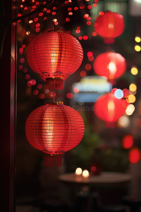 Red Lanterns Hanging from a Ceiling, Suitable for Interior Design ...