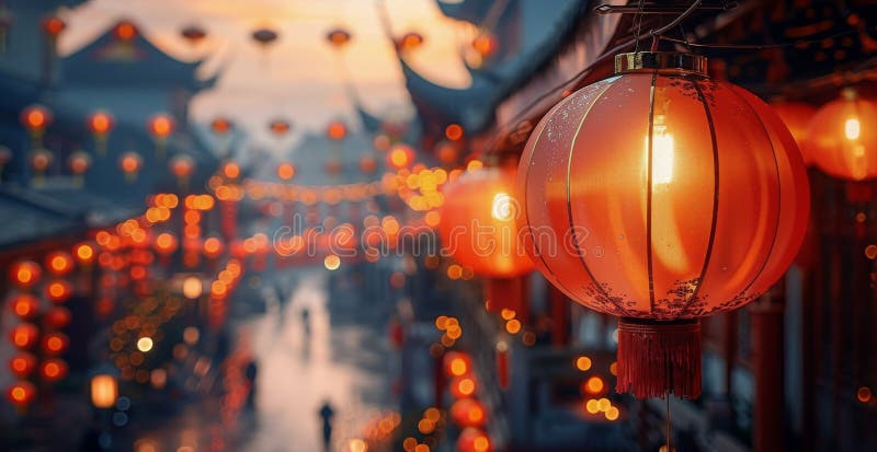 Red Lanterns Hanging from Side of Building Stock Photo - Image of ...