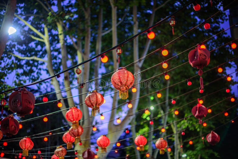Hanging Lanterns Warm Glow Bokeh Lights Background Stock Photos - Free & Royalty-Free Stock ...
