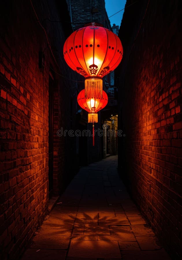 Red Lanterns Illuminate Brick Alley Night Stock Photos - Free & Royalty-Free Stock Photos from ...