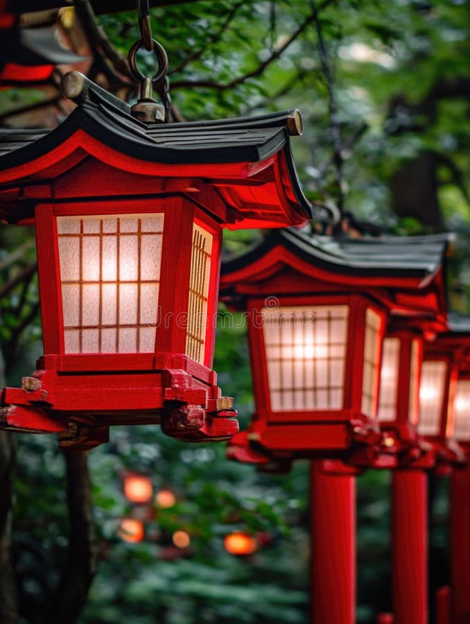 Red lanterns under tree stock image. Image of holiday - 379951429