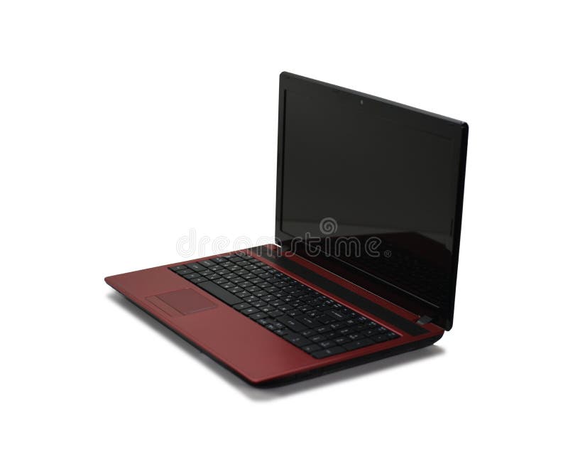 Red Laptop with Black Screen. Stock Photo - Image of notebook ...