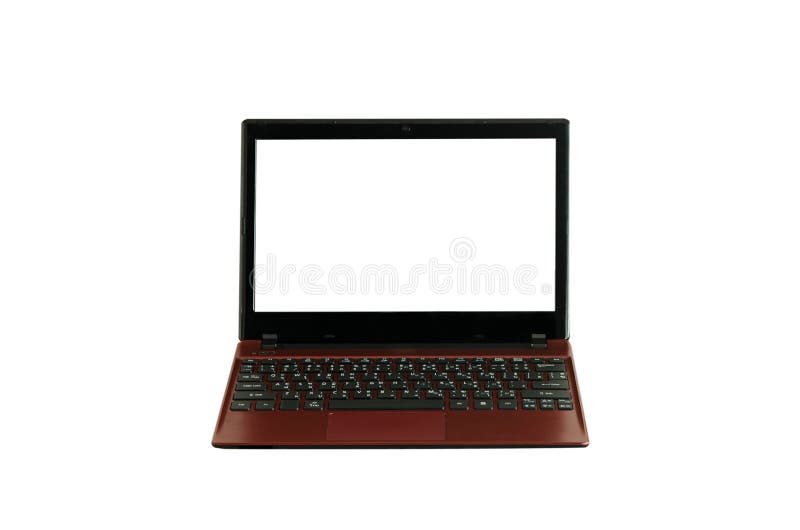 Red Laptop with Blank Screen Isolated. Stock Image - Image of isolated ...