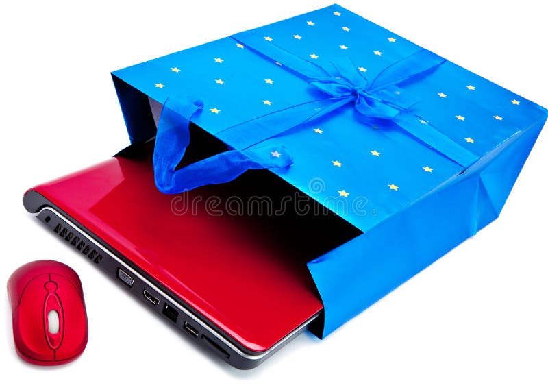 Red Laptop Computer Mouse Packed Gift Packet Stock Photos - Free ...