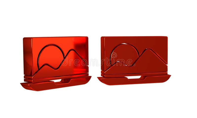 Red Laptop Icon Isolated on Transparent Background. Computer Notebook ...