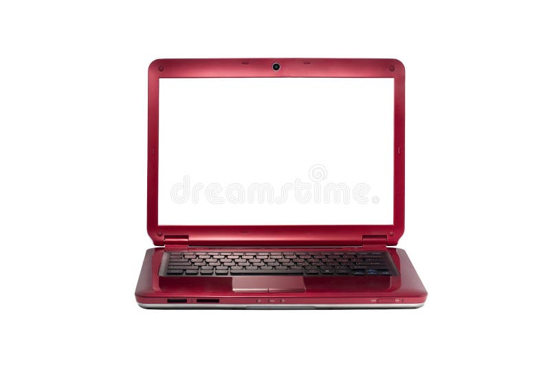 Red Laptop Isolated on White Stock Image - Image of blank, isolated ...