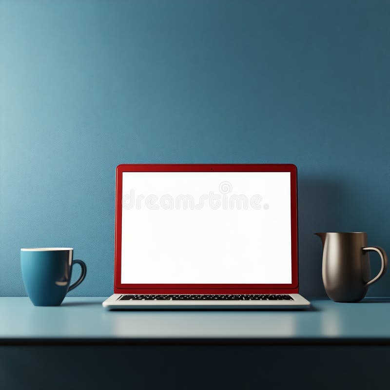 Red Laptop Mockup 3D Illustration Stock Illustration - Illustration of ...