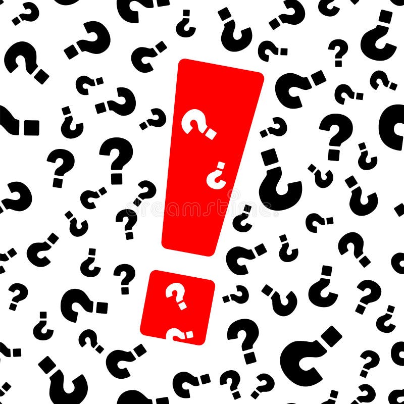 Red Large Exclamation Mark on Background of Texture with Black Question ...