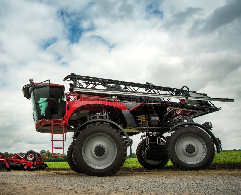 Red Large Self-propelled Sprayer with an Enlarged Wheel Stock Image ...