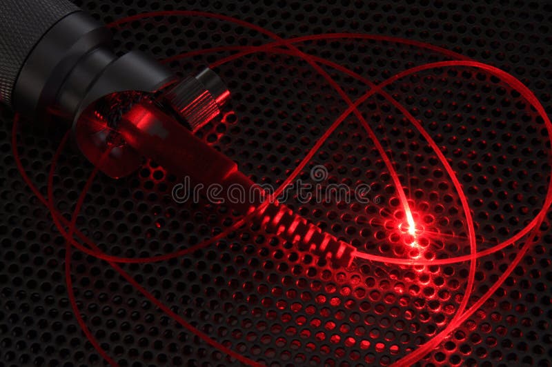 Red Laser Beam from Fiber Cable Stock Photo - Image of fiber, optic ...