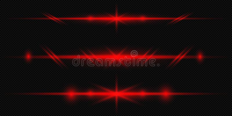 Red Laser Beam with Neon Illumination, Bright Flash of Light. Isolated ...