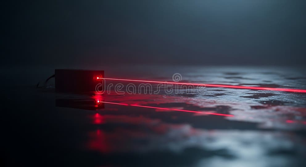 A Red Laser Beam is Projecting from a Black Rectangular Device Across a ...
