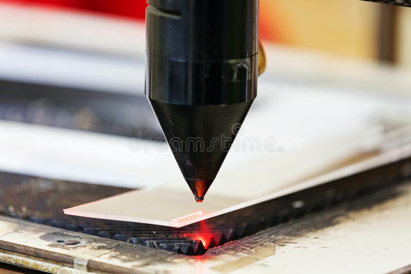 Red Laser on Cutting Machine Stock Photo - Image of engineering, device ...