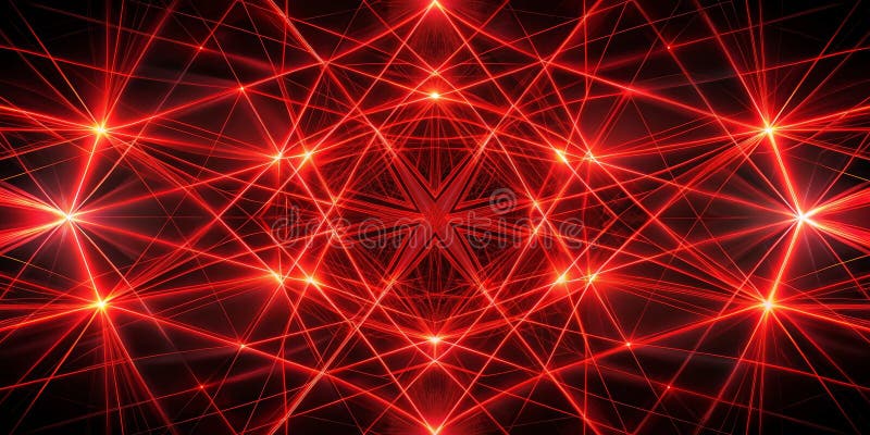 Red Laser Grid Symmetrical Composition, Glowing Lines, Network Concept ...