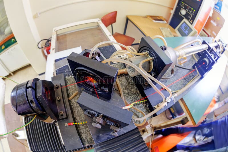 Red laser in laboratory stock photo. Image of lens, knowledge - 55574972