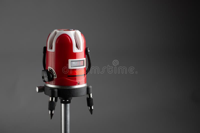Red Laser Level Tool on Grey Background Stock Image - Image of project ...