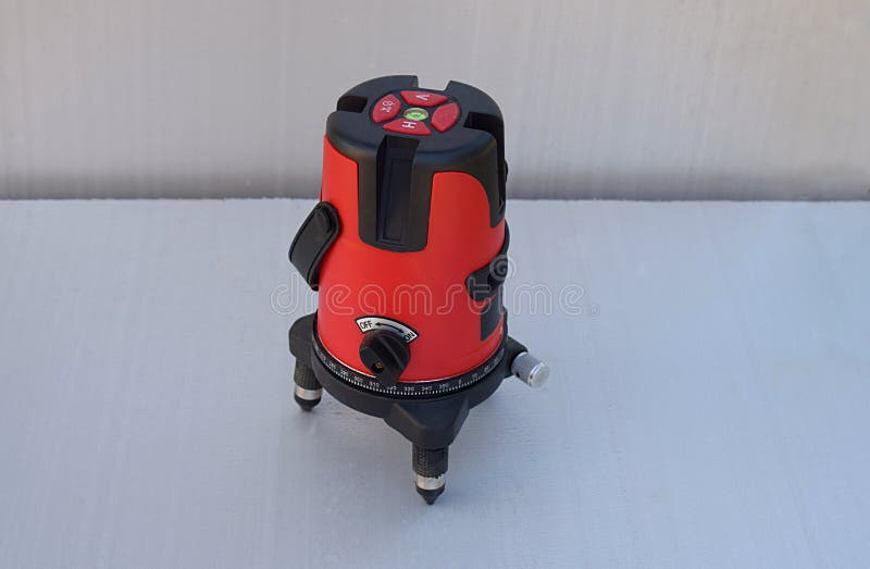 Red Laser Level Tool on Grey Background Editorial Stock Photo - Image ...