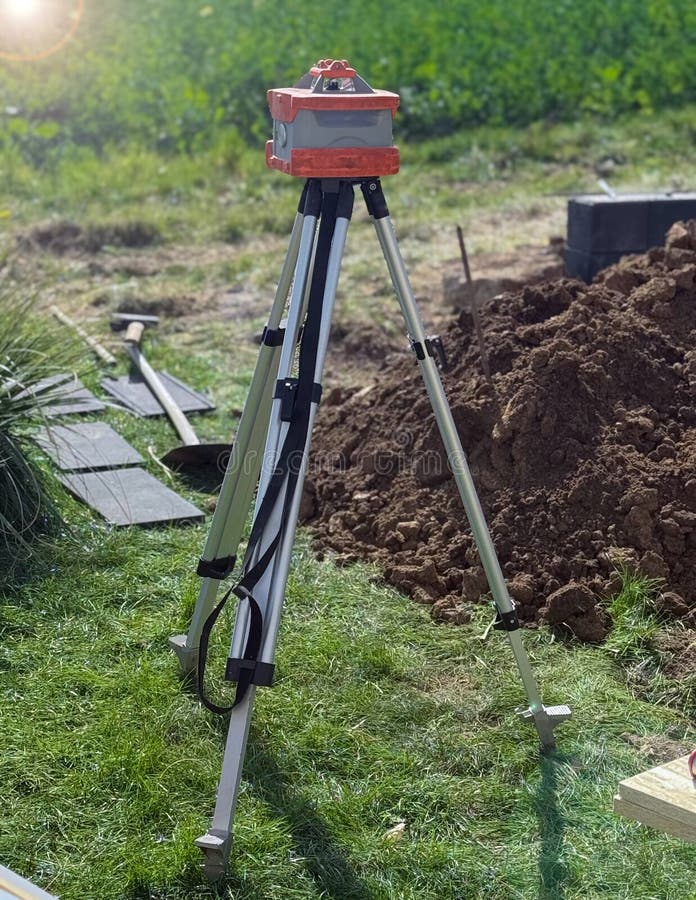Red Laser Leveling Device Central Level Construction Site Stock Photos ...