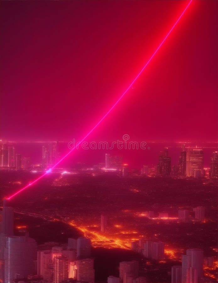 Red Laser Light in the Sky, at Night Illustration Stock Illustration ...