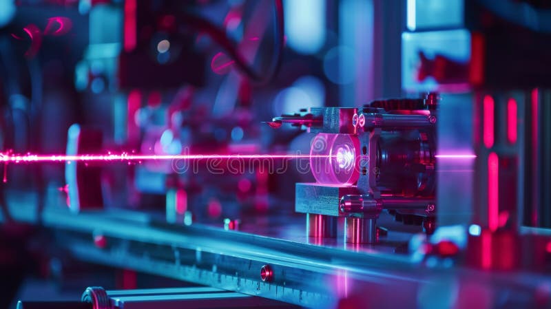 Red Laser on Optical Table in Physics Laboratory Stock Image - Image of ...