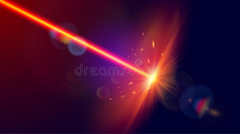 Red Laser Strike. Laser Beam with Bright Shiny Sparkles. Vector Image ...