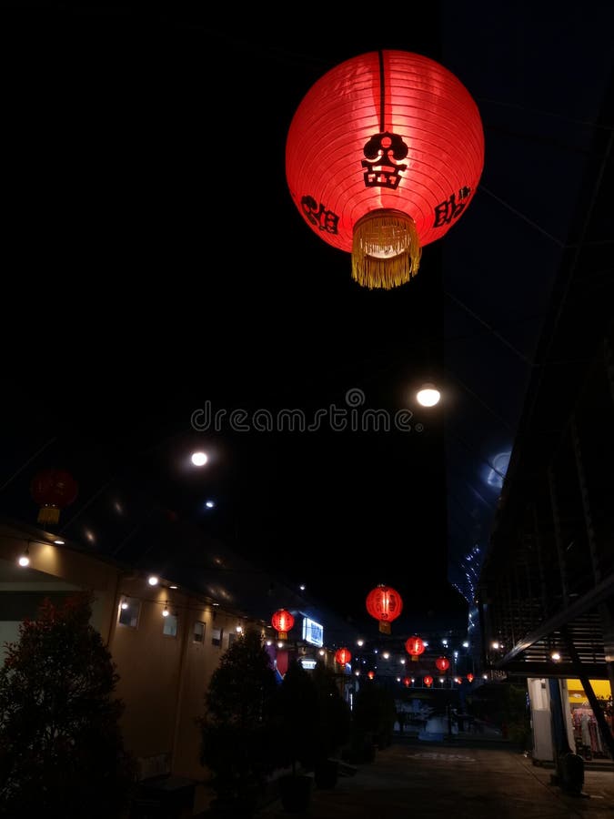Red Latern Lights stock image. Image of background, evening - 212505855
