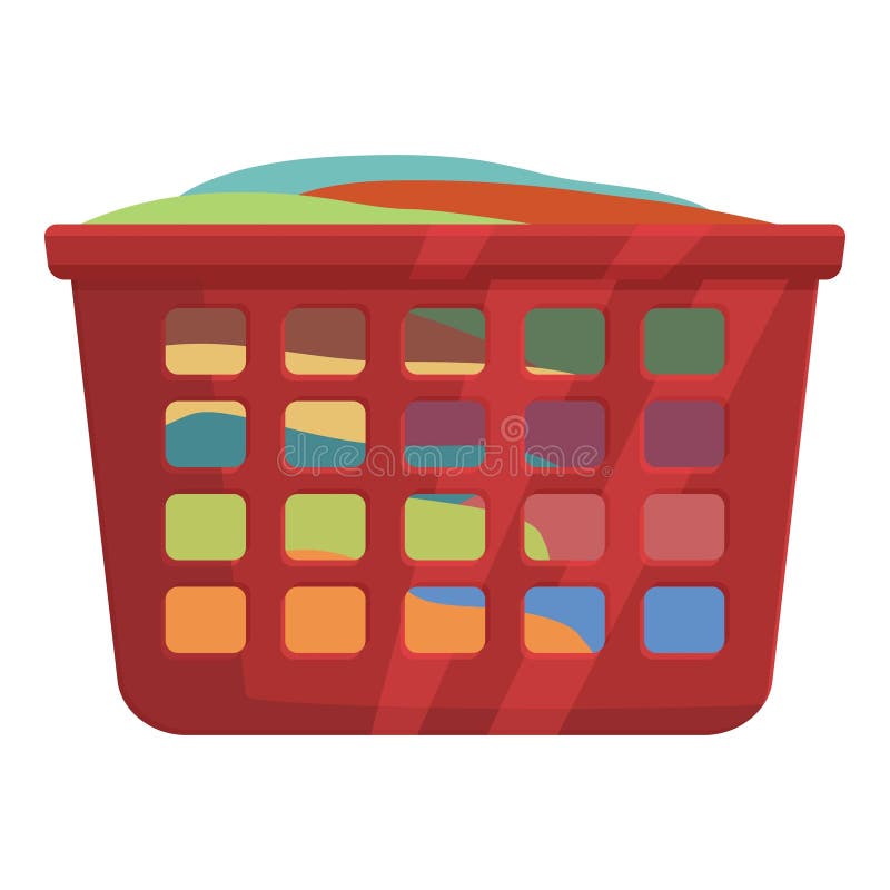 Red Laundry Basket Icon Cartoon Vector. Washing Cleaner Stock Vector ...